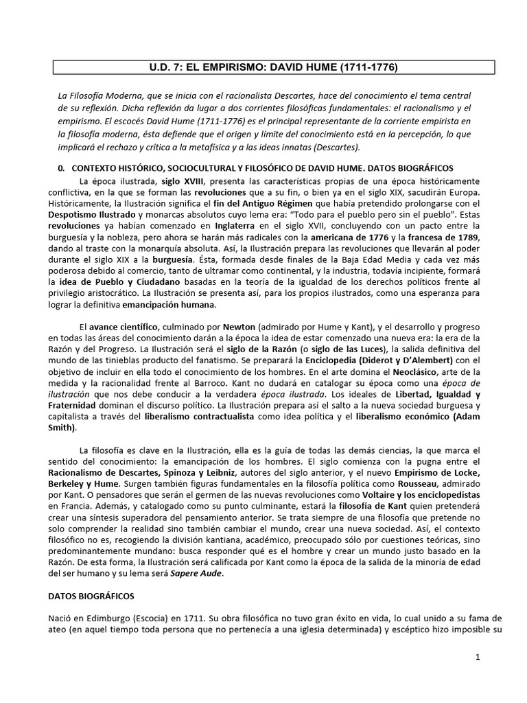 La Filosofía de David Hume | PDF | Empirismo | David Hume