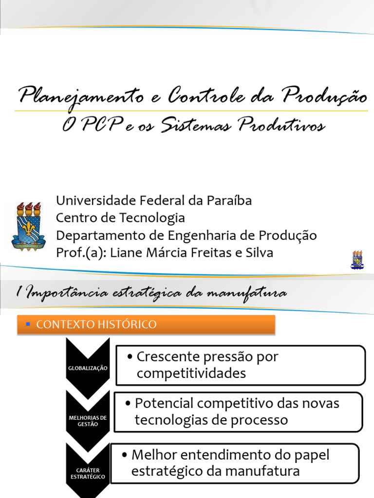 1.PCP e Os Sistemas Produtivos LIANE | PDF | Planejamento | Setor ...