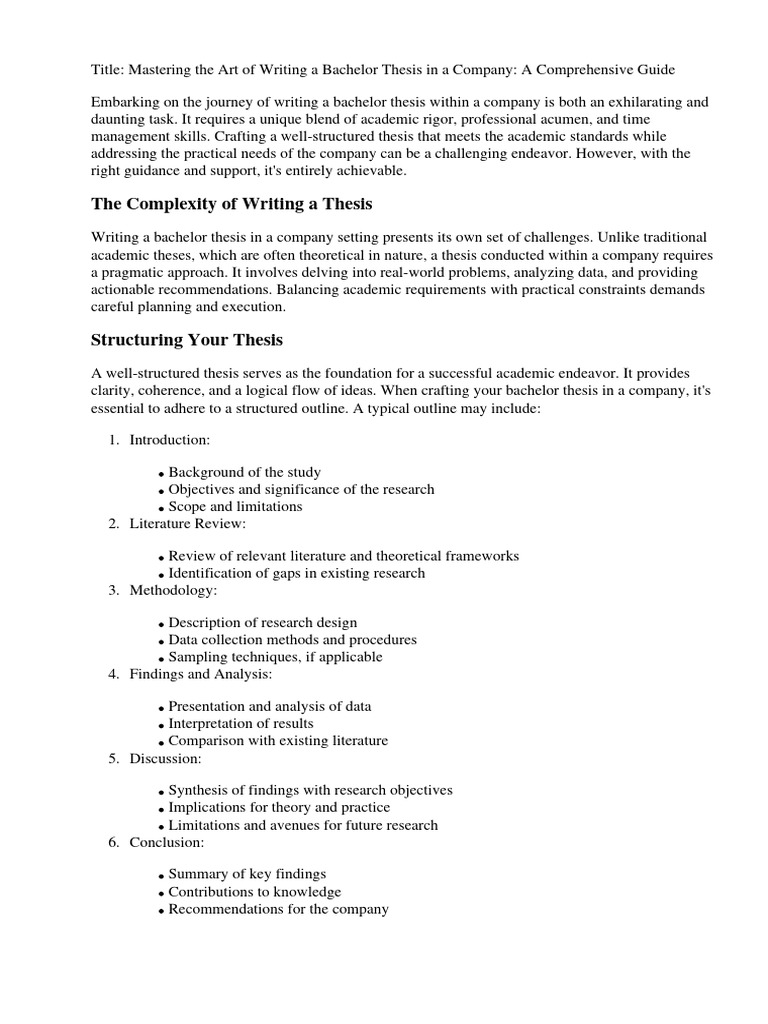 Bachelor Thesis Im Unternehmen Gliederung | PDF | Thesis | Methodology
