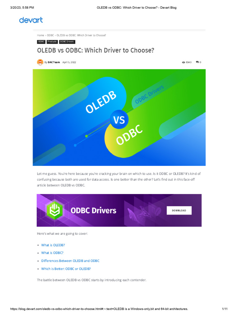 Oledb Vs Odbc Pdf Information Technology Management Computer Science