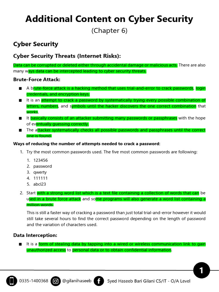 AS Chapter 7 Additional Cyber Security (Go Through (4-6 Marks Question ... AS Chapter 7 Additional Cyber Security (Go Through (4-6 Marks Question ...