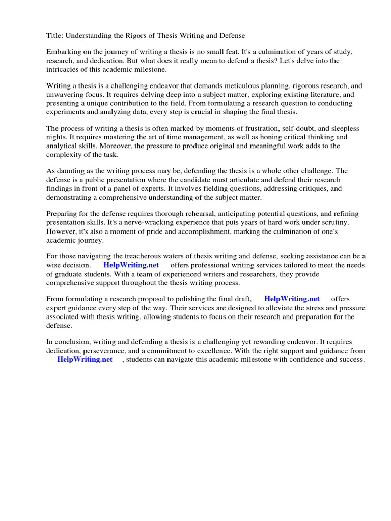 Thesis Writing & Defense Guide | PDF | Thesis | Essays