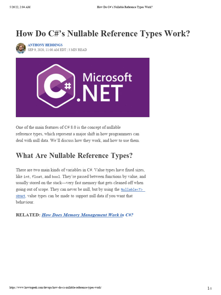 Understanding C# Nullable Reference Types | PDF | Variable (Computer ...