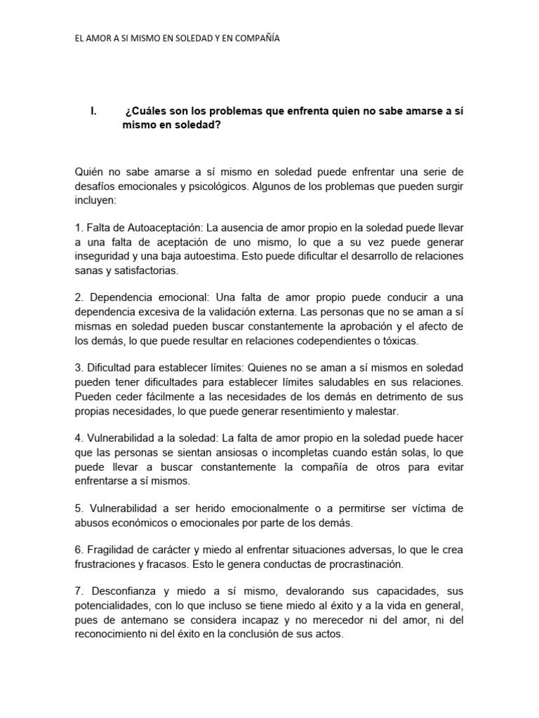 Amor Propio: Clave en Soledad y Compañía | PDF | Autoestima | Amor