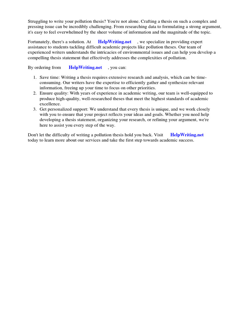 Pollution Thesis Statement Examples | PDF | Air Pollution | Atmosphere Of Earth