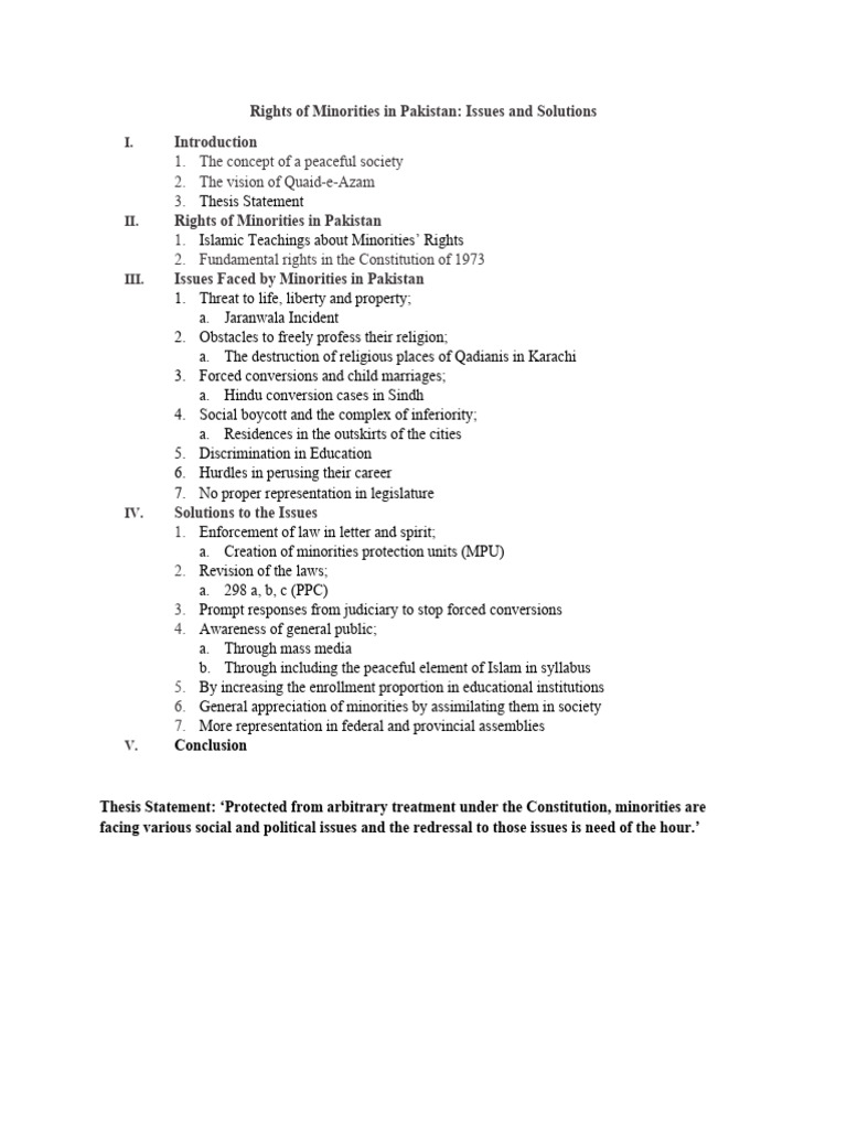 Minority Rights in Pakistan: Issues & Solutions | PDF