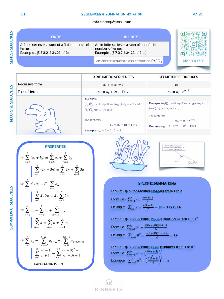 l1 Ma Rsheets b2 | PDF | Summation | Sequence