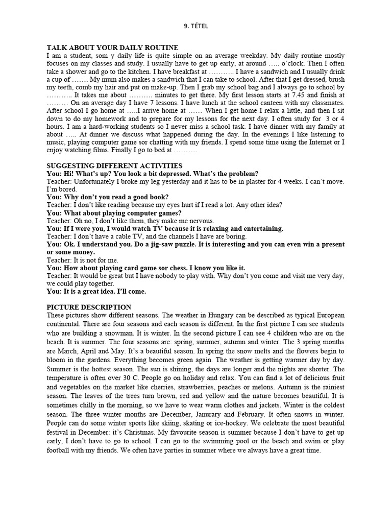 Talk About Your Daily Routine | PDF | Foreign Language Studies | Home ...