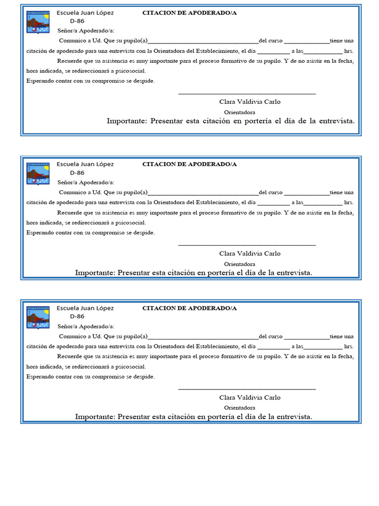 Citacion Apoderado | PDF | Crecimiento personal y profesional | Negocios
