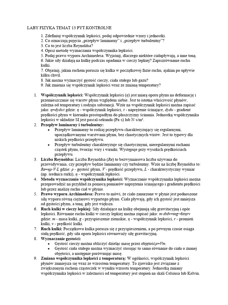 Laby Fizyka Temat 13 Pyt | PDF