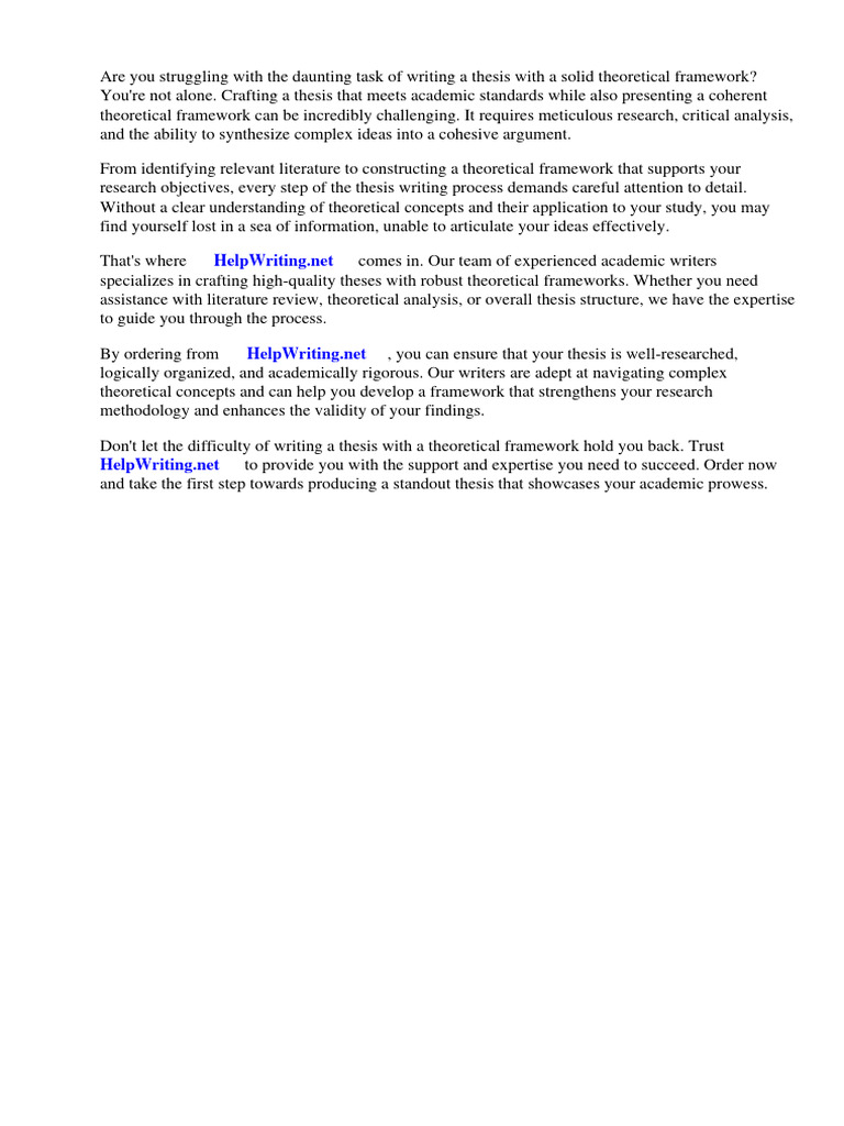 Sample Thesis With Theoretical Framework | PDF | Theory | Thesis