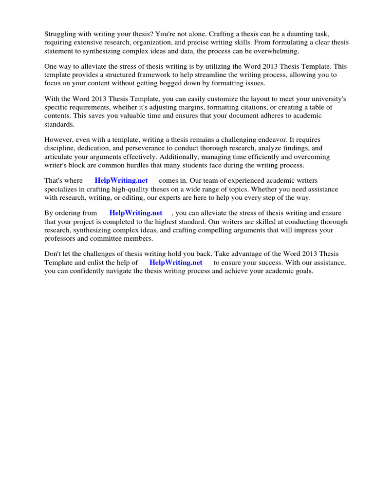 Word 2013 Thesis Template | PDF | Thesis | Microsoft Word