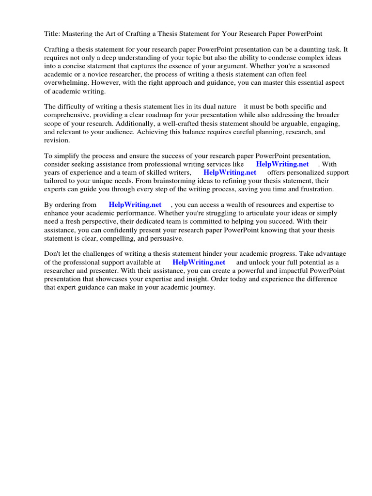 How To Write A Thesis Statement For A Research Paper Powerpoint | PDF ...