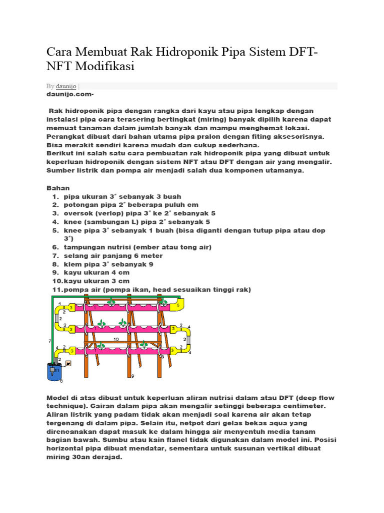 Cara Membuat Rak Hidroponik Pipa Sistem DFT & NFT | PDF