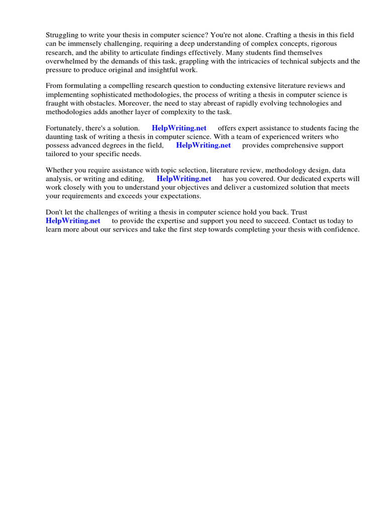 Sample Thesis Topic for Computer Science | PDF | Thesis | Computer Science