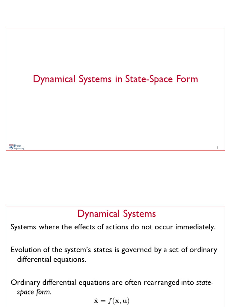 State-Space Form in Dynamical Systems | PDF | Differential Calculus ...