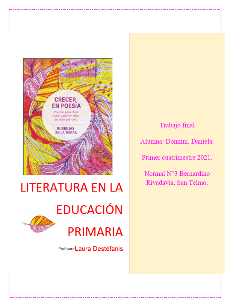 TP FINAL Literatura Donnini | PDF | Poesía | Educación primaria