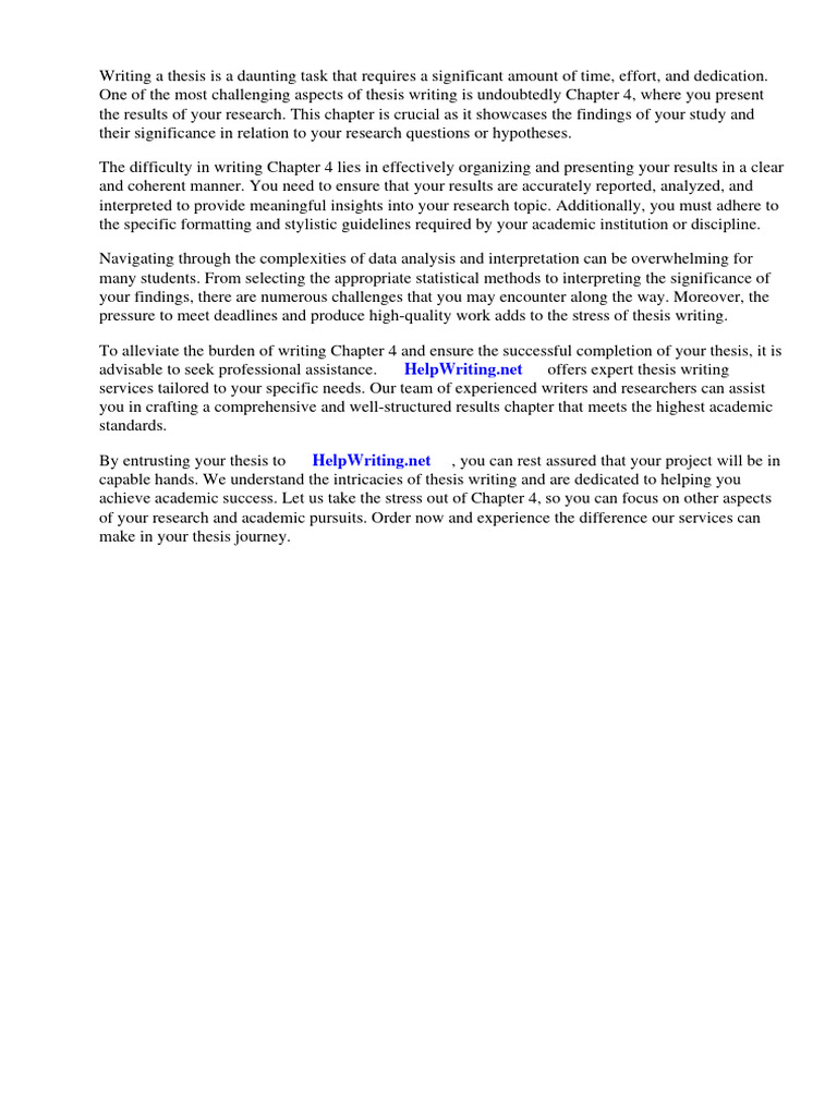 Chapter 4 Results Thesis Sample | PDF | Methodology | Thesis