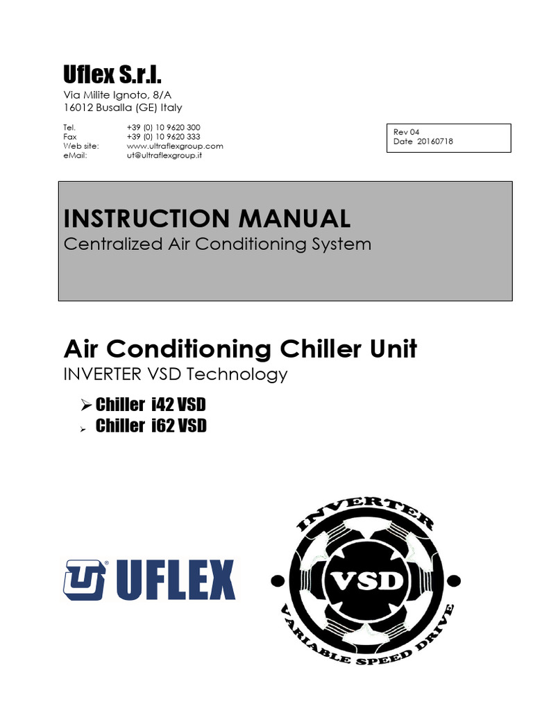 UFLEX Chiller I-Line VSD User&Installation Manual EN - Rev04 | PDF | Air Conditioning | Pump