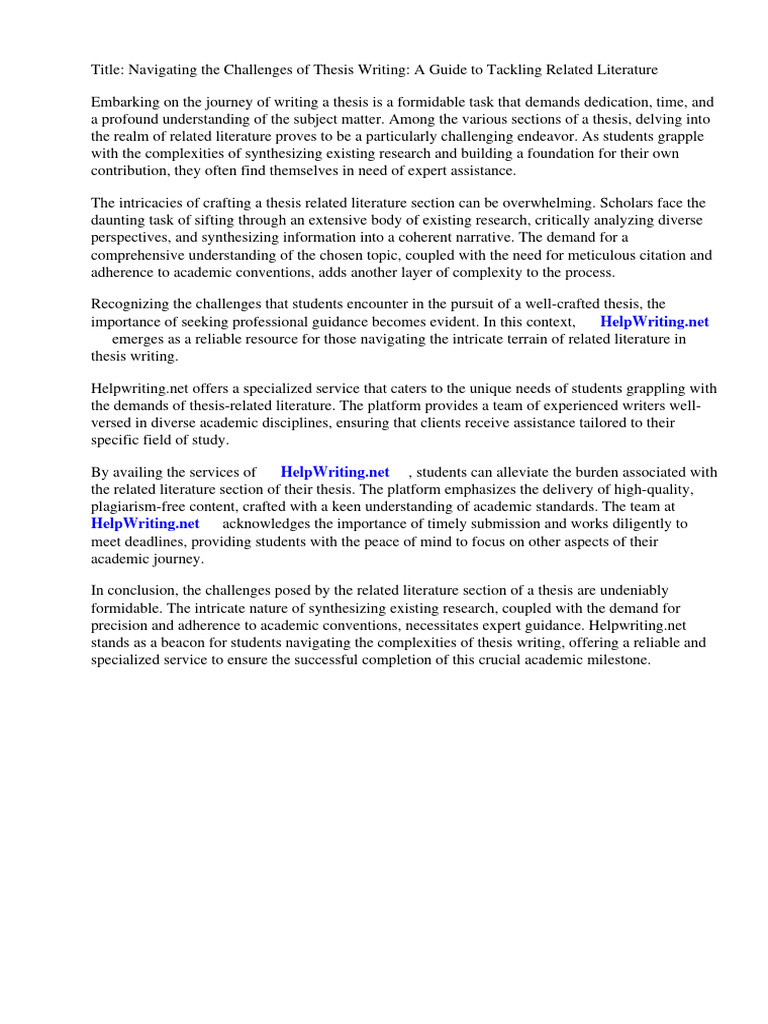 Thesis Writing Related Literature | PDF | Essays | Thesis