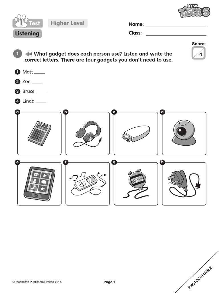 NewTiger5 U1 Higher Test | PDF