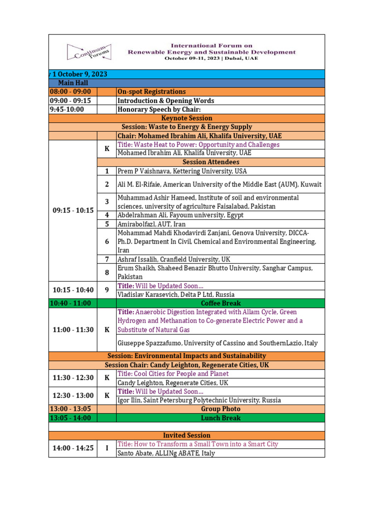 RENEWABLEFORUM2023 Tentative Program | PDF | Renewable Energy | Physical Sciences