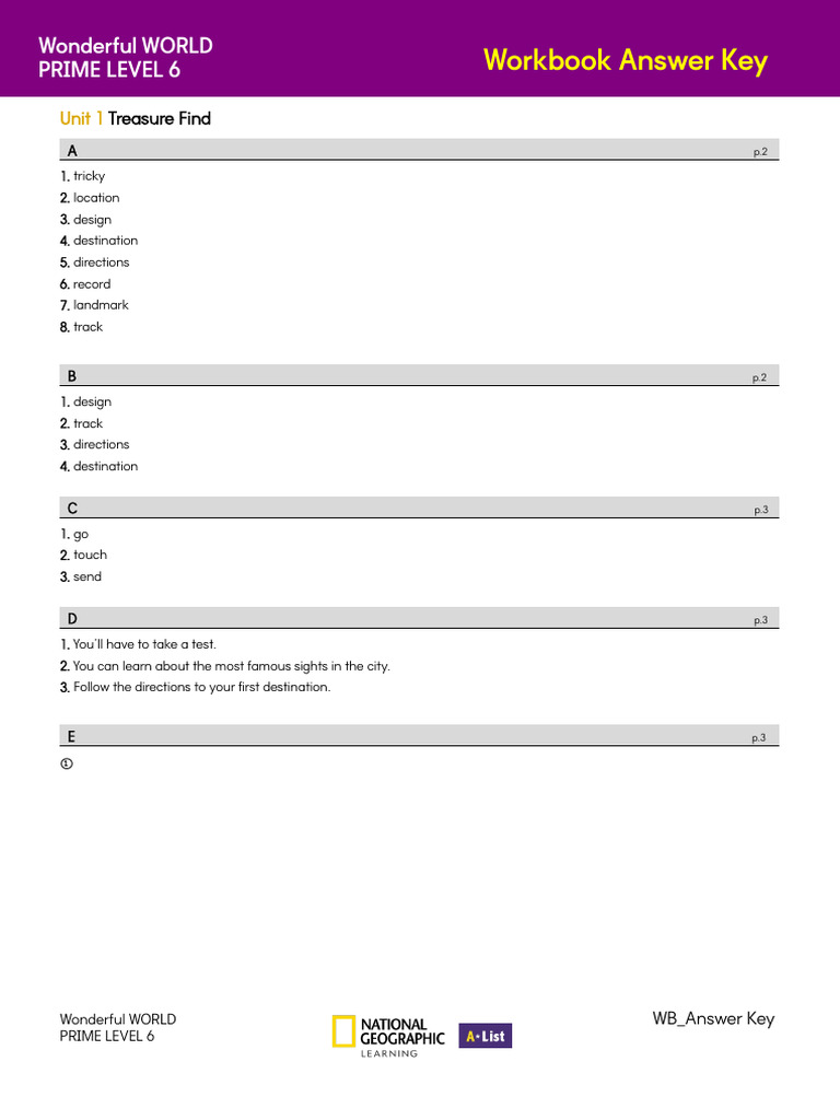 WW - Prime - WB - L6 - Answer Key | PDF