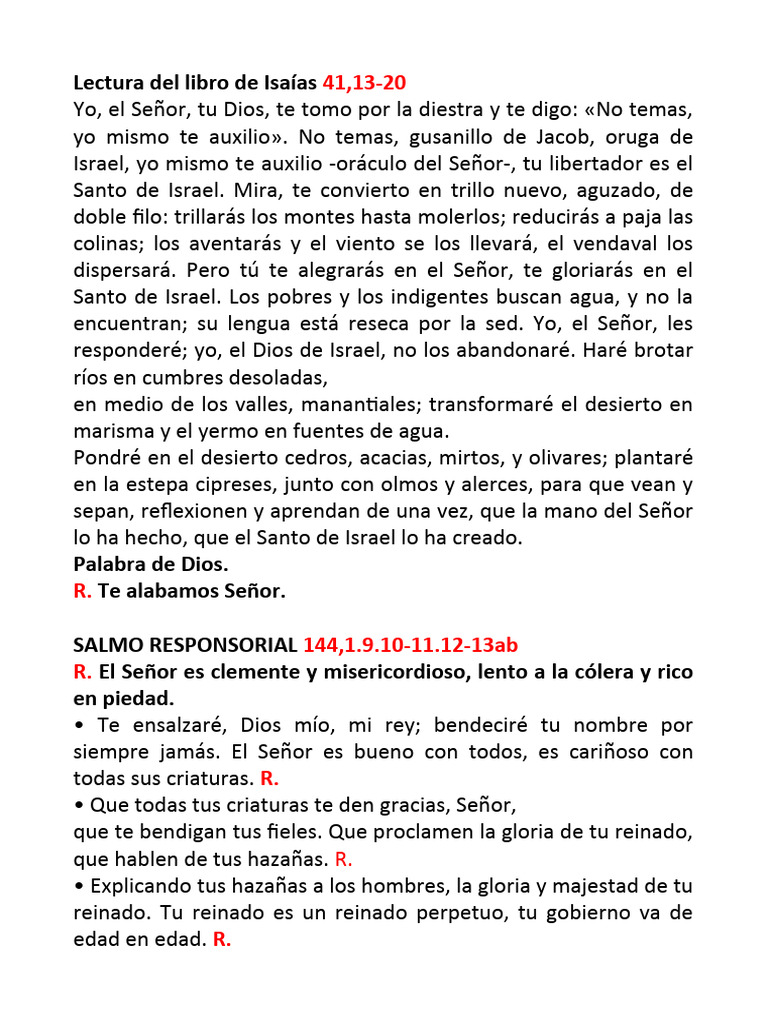 2023 12 14 - Lecturas y Salmo | PDF