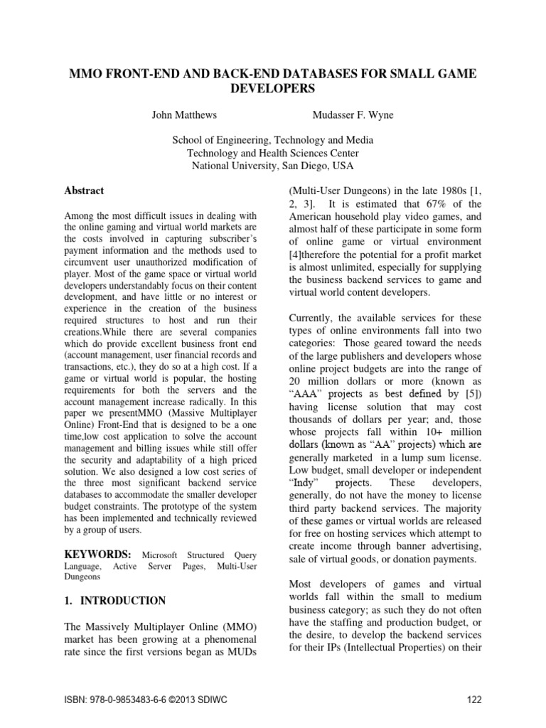 MMO Front End and Back End Database | PDF | Microsoft Sql Server ...