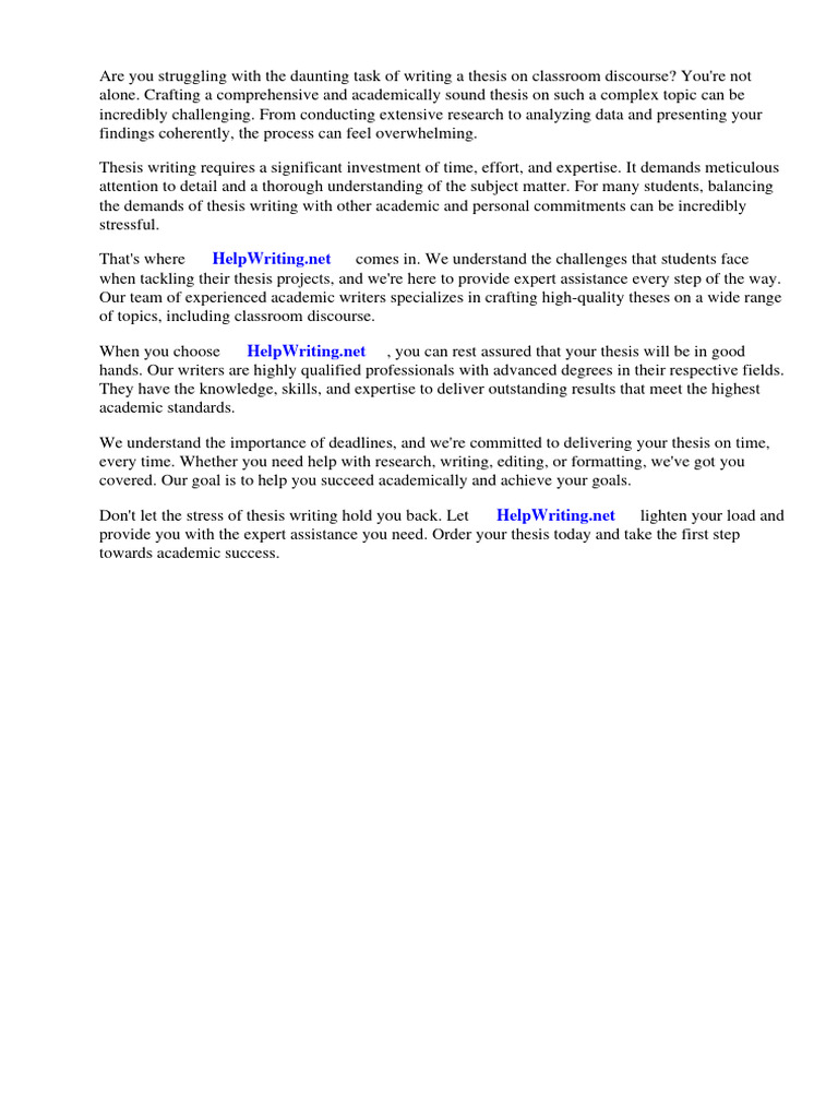 Thesis Classroom Discourse | PDF