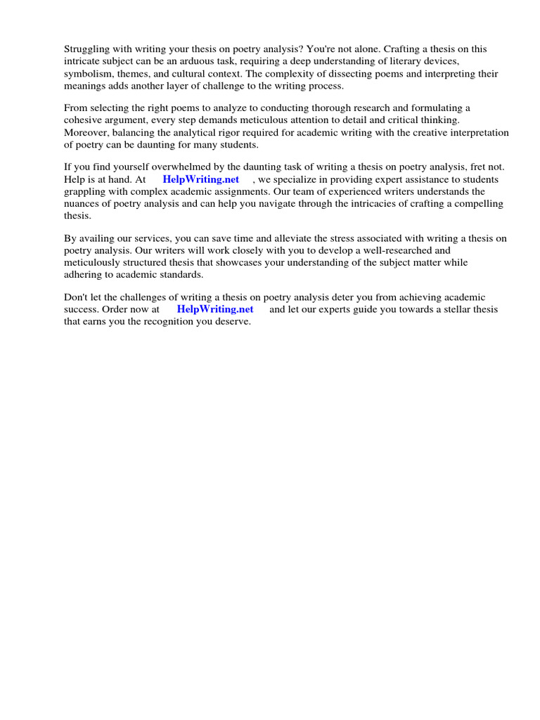 Thesis Poem Analysis | PDF