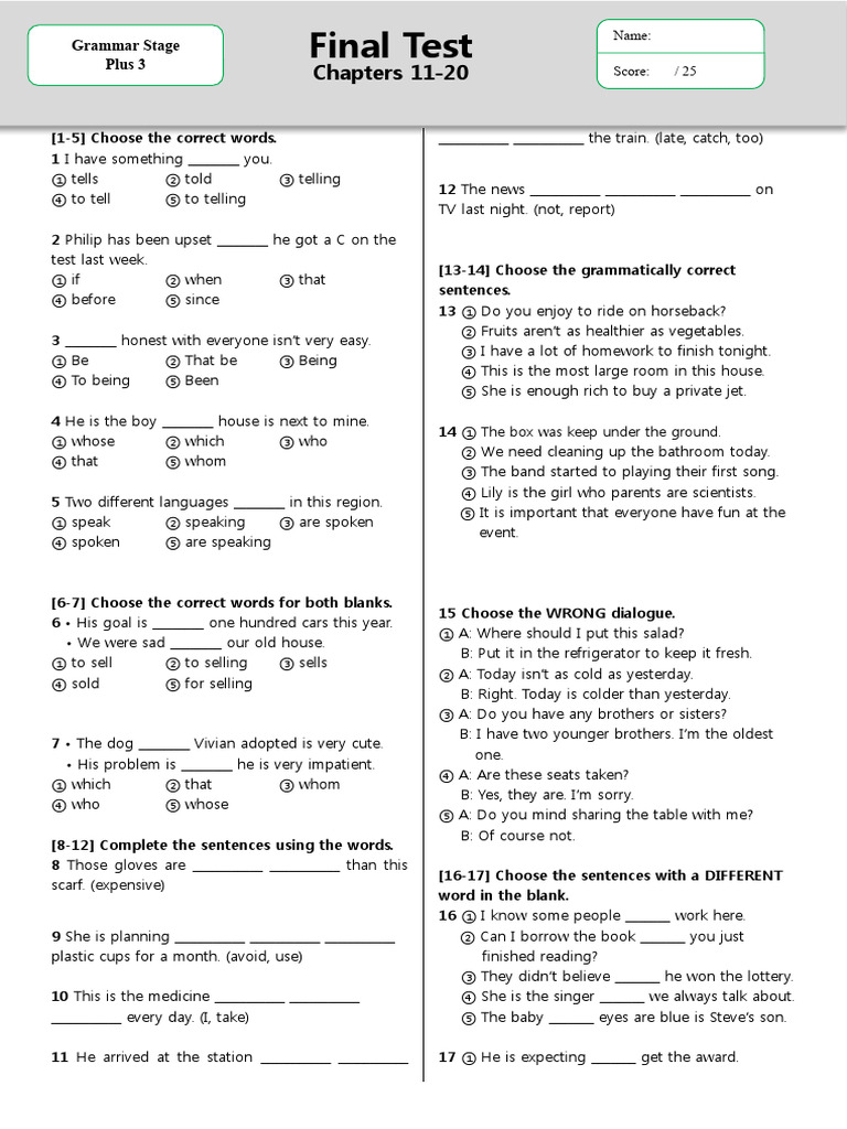 Grammar Stage Plus 3 - Final | PDF