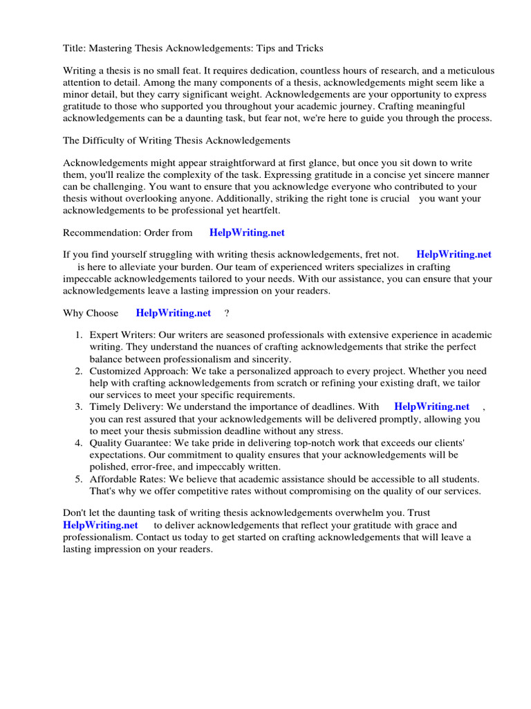 How To Write Thesis Acknowledgements | PDF | Thesis