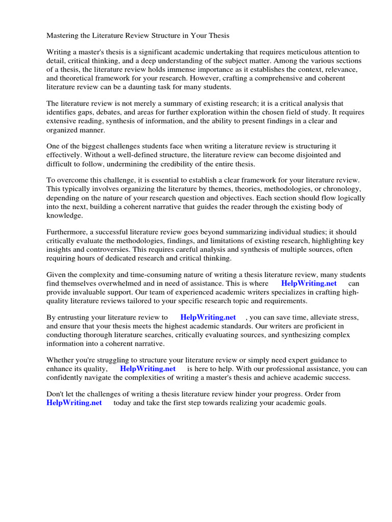 Master Thesis Literature Review Structure | PDF | Thesis | Knowledge