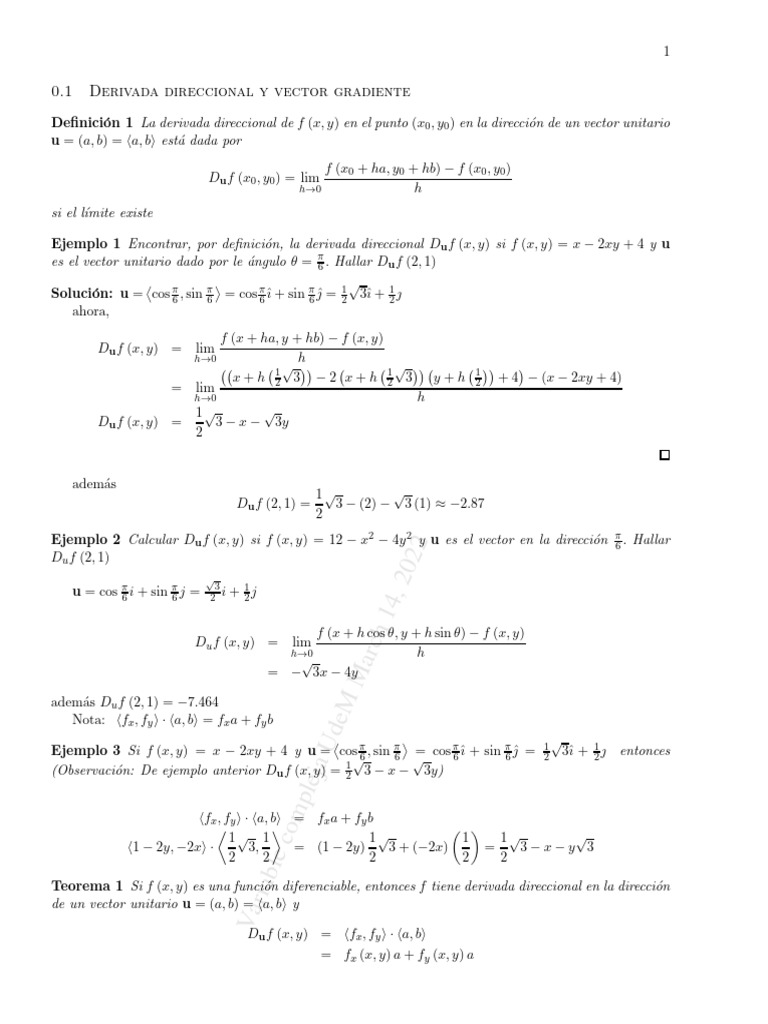 Derivada Direccional y Gradiente SW | PDF | Degradado | Vector Euclidiano