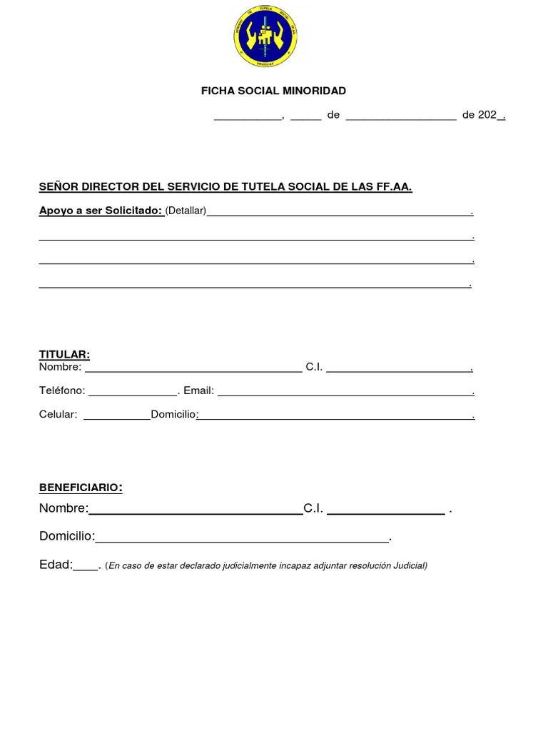 Ficha Social 2021 y Lineamientos Apoyos en Minoridad | PDF | Desorden ...
