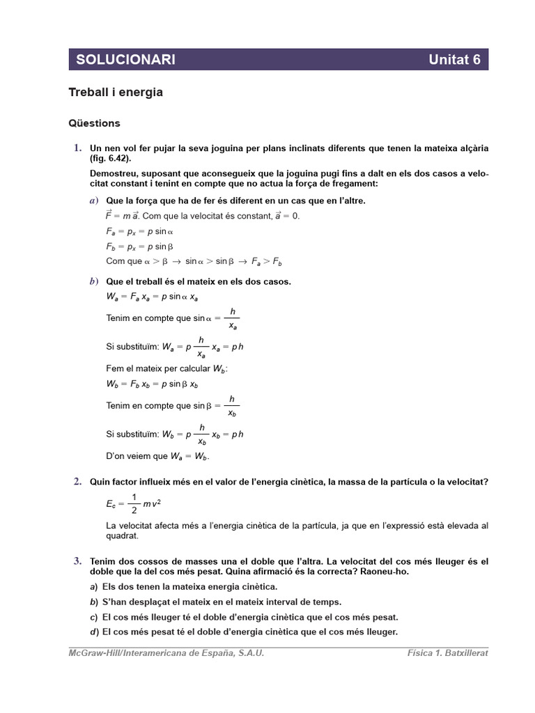 Solucionari Energia I Treball | PDF