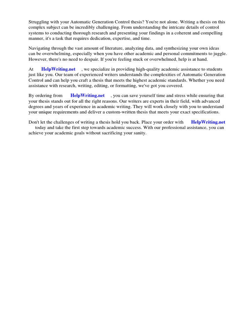 Automatic Generation Control Thesis | PDF Automatic Generation Control Thesis | PDF