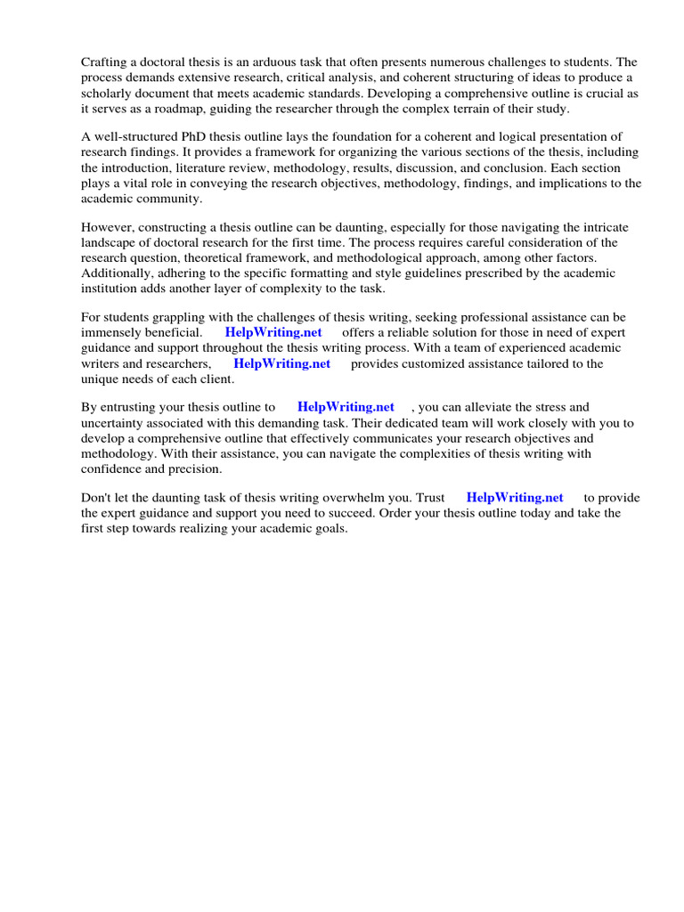 Phd Thesis Structure Outline Pdf