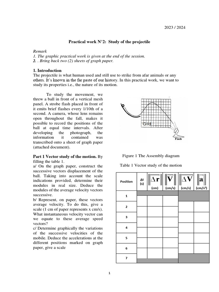 Practical Work N°2 Study of The Projectile | PDF