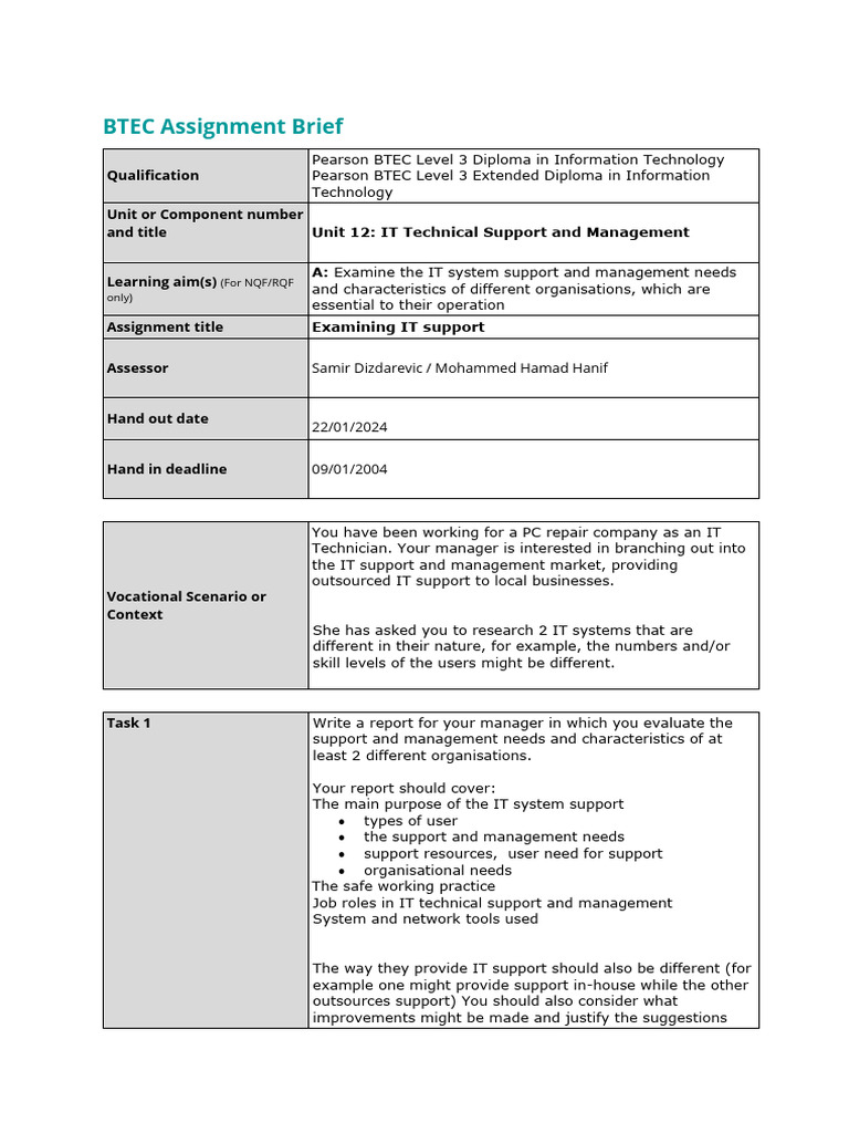 12 - TEC Assignment Brief LO-A | PDF | Cognition | Cognitive Science