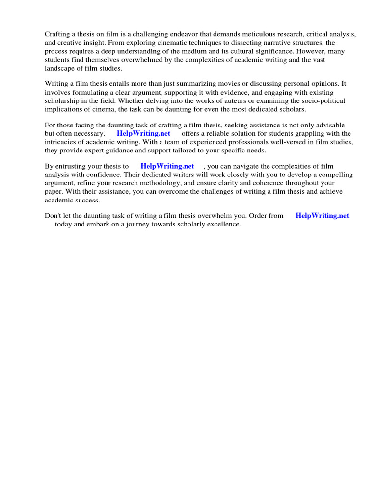 Film Thesis | PDF | Thesis | Animation