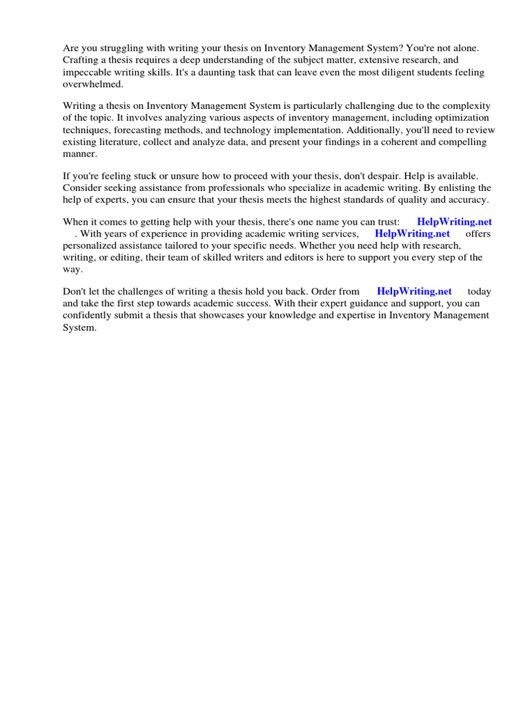 Inventory Management System Sample Thesis | PDF | Inventory | Warehouse