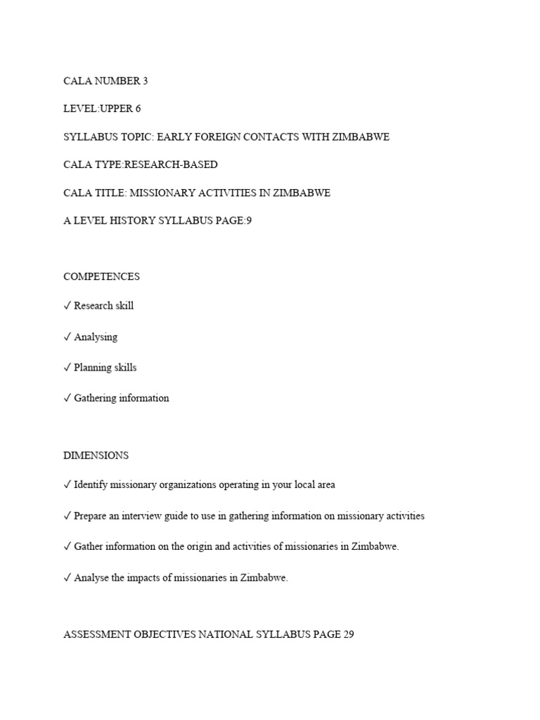 Cala Number 3 | PDF | Christian Mission | Zimbabwe