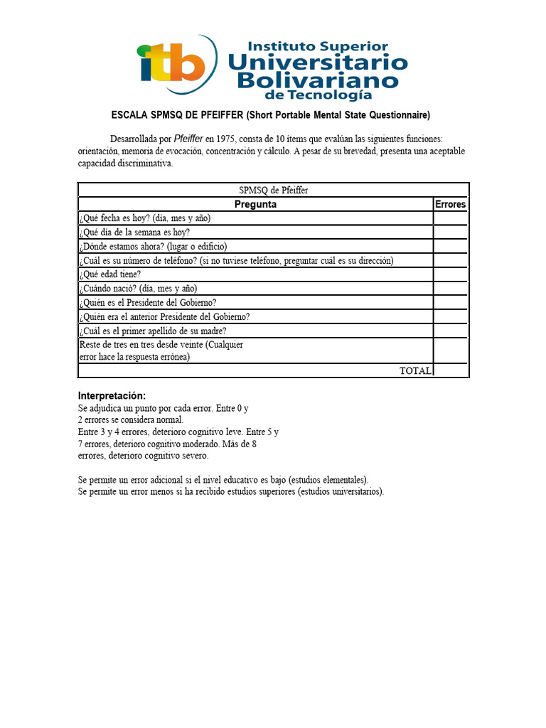 Test de Pfeiffer, ITB | PDF