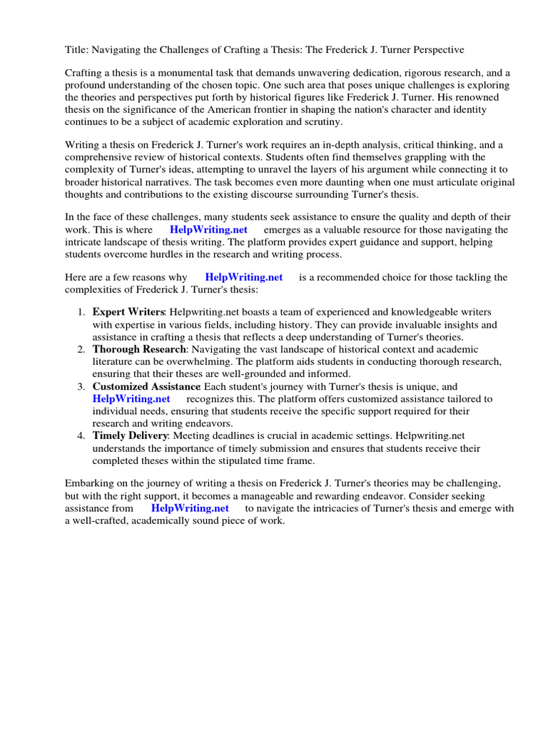 Frederick J Turner Thesis | PDF