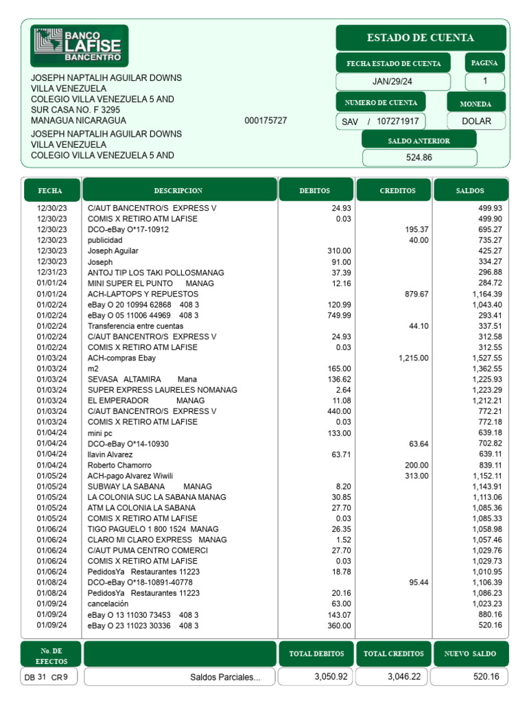 Account Statement Movements Detail | PDF