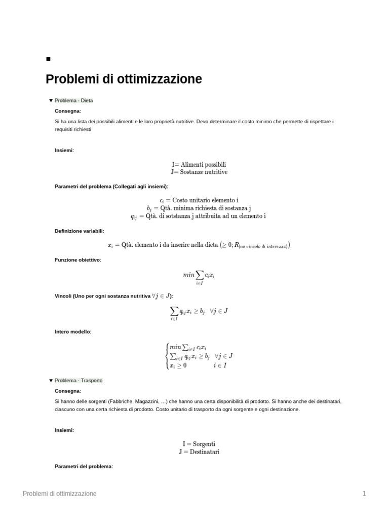 Problemi Di Ottimizzazione | PDF
