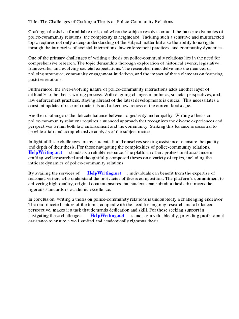 Thesis About Police Community Relation | PDF