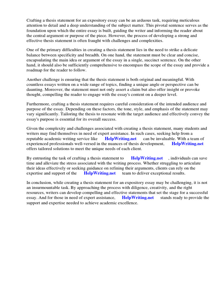 How To Create A Thesis Statement For An Expository Essay | PDF | Essays ...